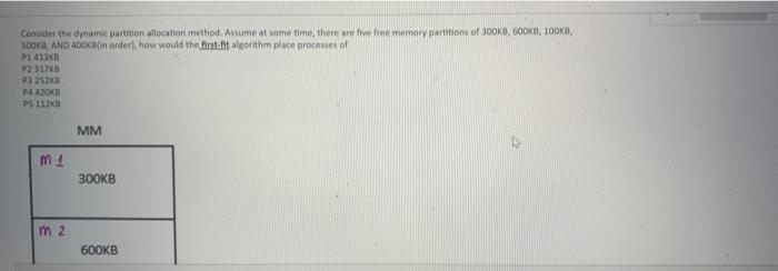 Solved Consider the dynamic partition allocation method. | Chegg.com