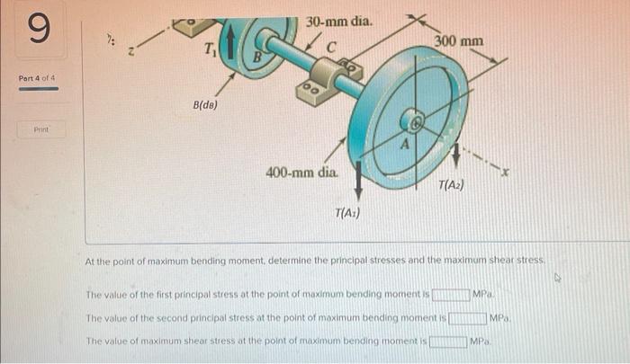 Solved At the point of maximum bending moment, determine the | Chegg.com