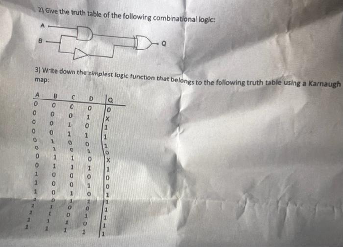 Solved 2) Give the truth table of the followine | Chegg.com