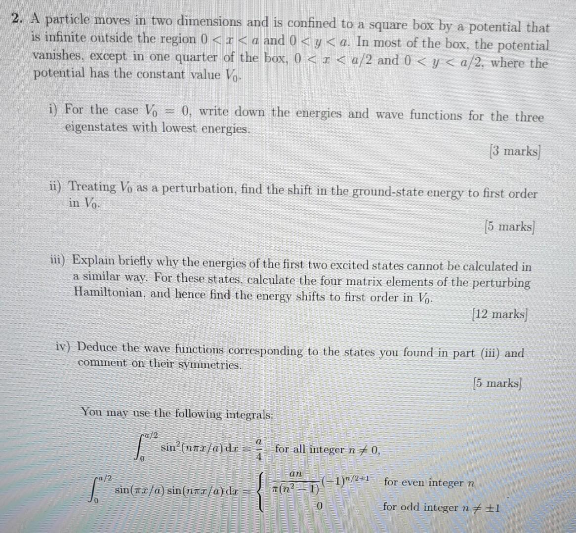 [Solved]: particle moves in two dimensions and is confi