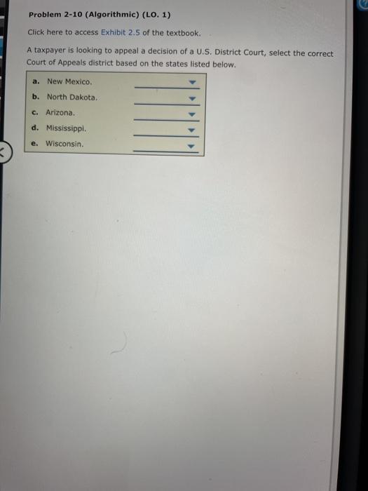 Solved Problem 2-10 (Algorithmic) (LO. 1) Click here to | Chegg.com