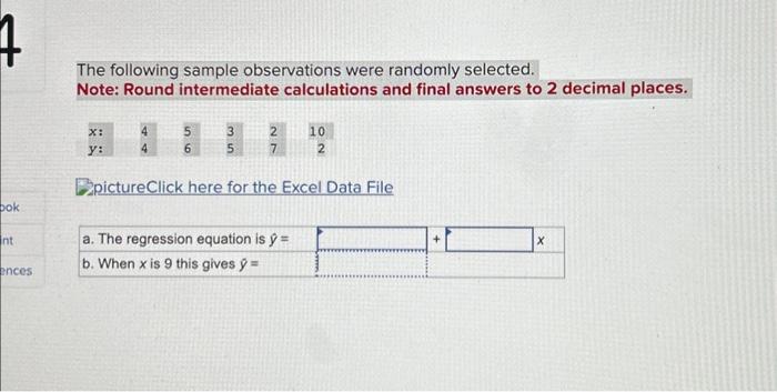 Solved The following sample observations were randomly | Chegg.com