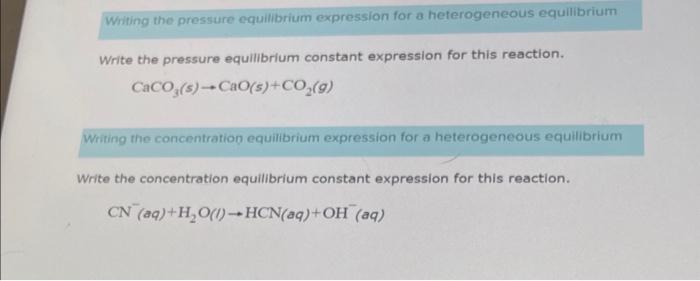 Solved Write the pressure equilibrium constant expression | Chegg.com