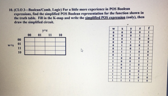 Solved 10. (CLO 3-Boolean/Comb. Logic) For a little more | Chegg.com