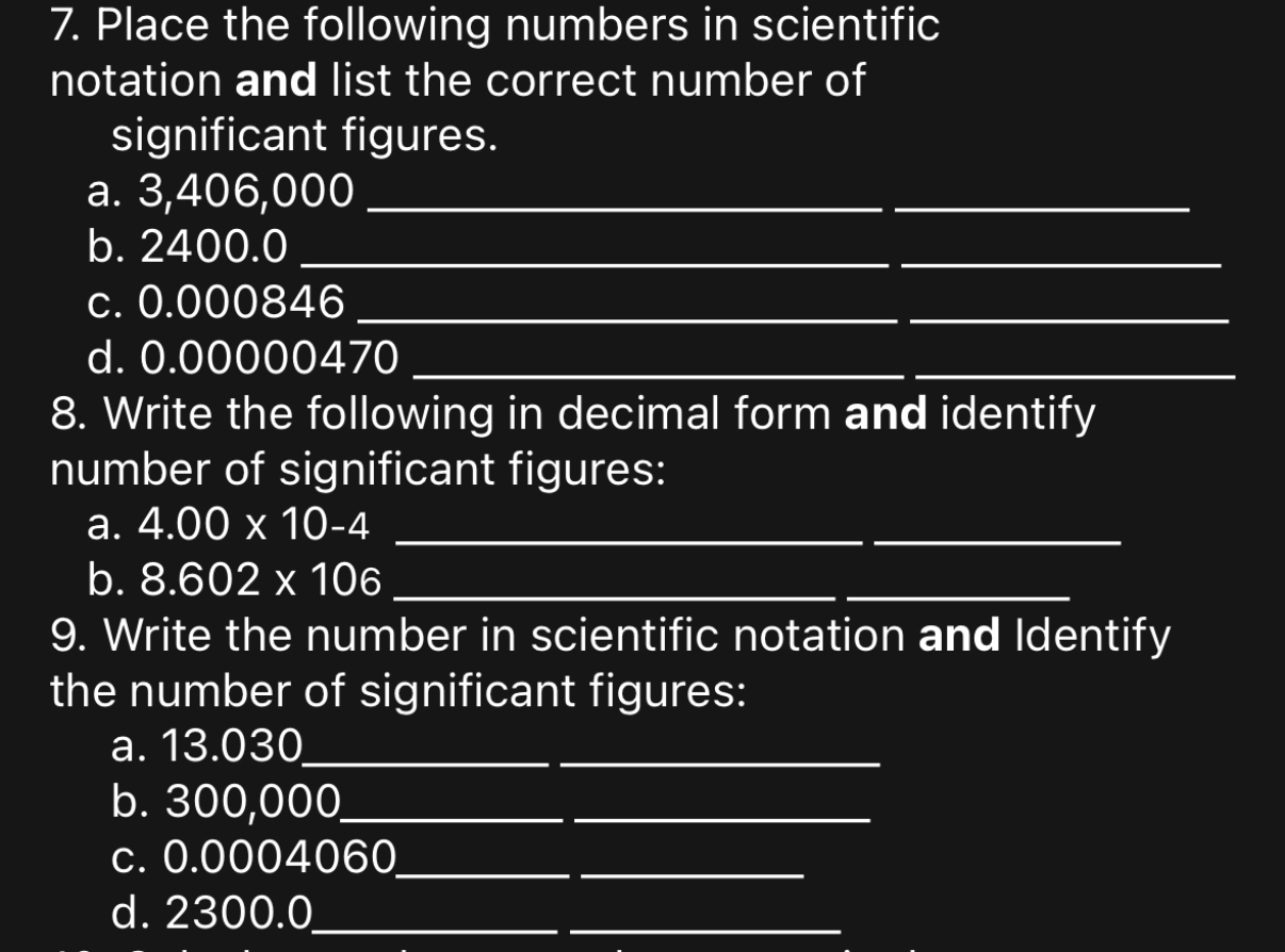 Solved Place the following numbers in scientific notation | Chegg.com