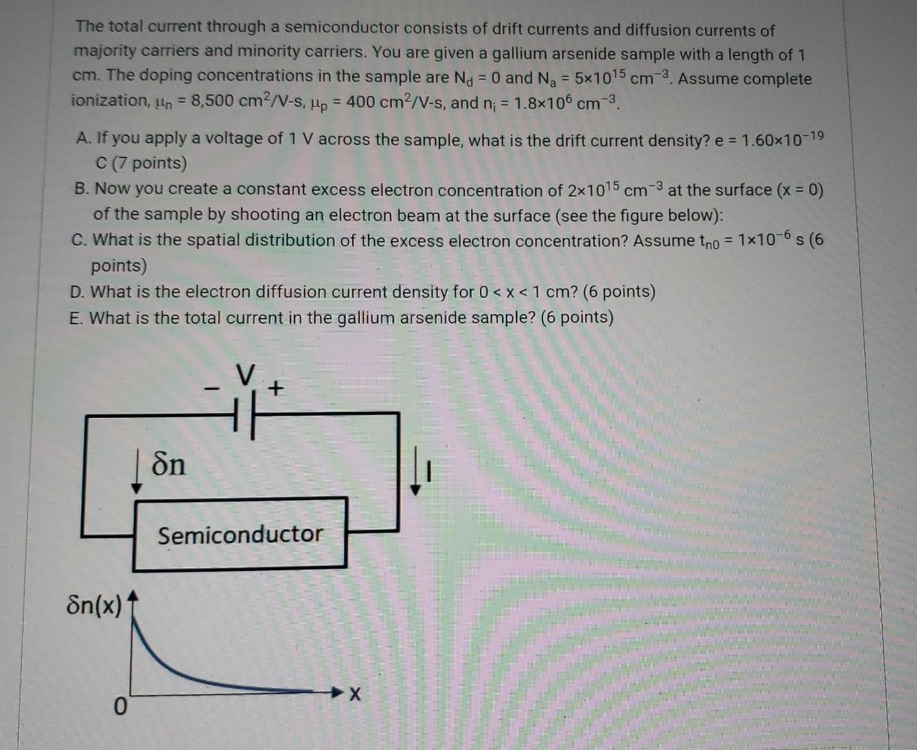 The total current through a semiconductor consists of | Chegg.com