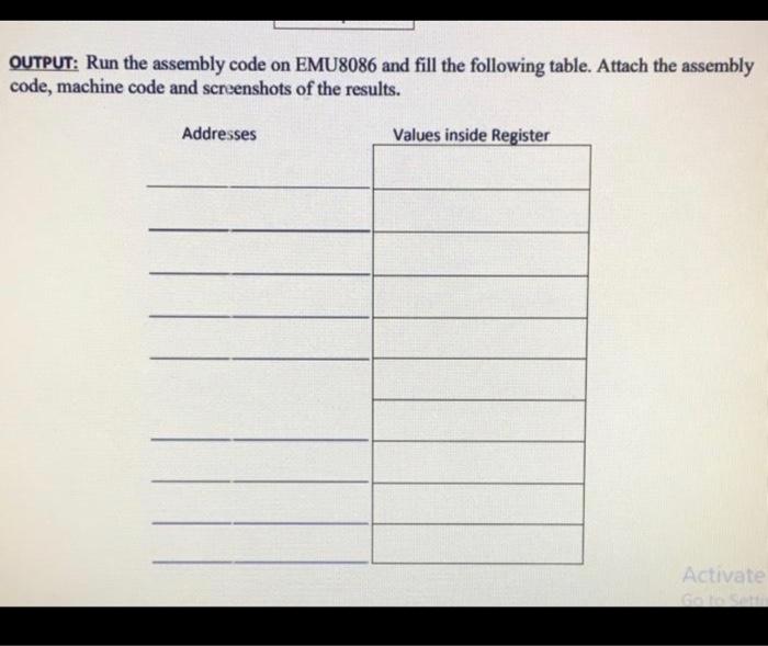Solved Instructions: Use Emulator EMU8086 to run the | Chegg.com