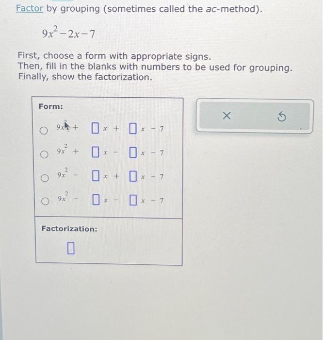 Solved Factor by grouping (sometimes called the ac-method). | Chegg.com