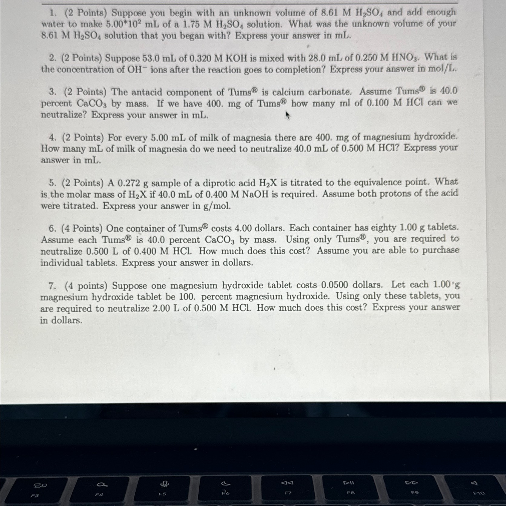 Solved (2 ﻿Points) ﻿Suppose you begin with an unknown volume | Chegg.com