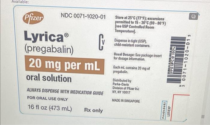 Solved Use the Lyrica label on page 351 for questions 1-4. | Chegg.com