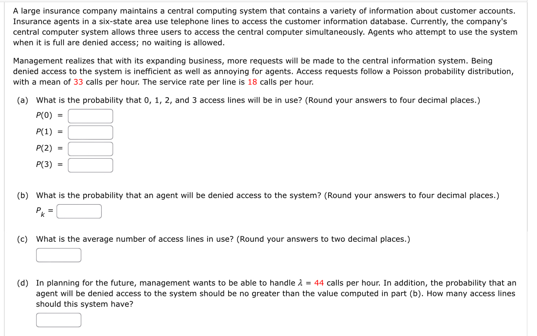 Solved A large insurance company maintains a central | Chegg.com