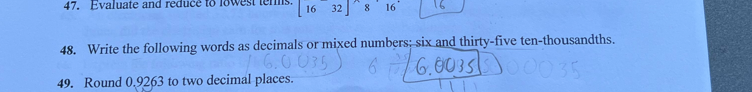 Solved Write the following words as decimals or mixed | Chegg.com