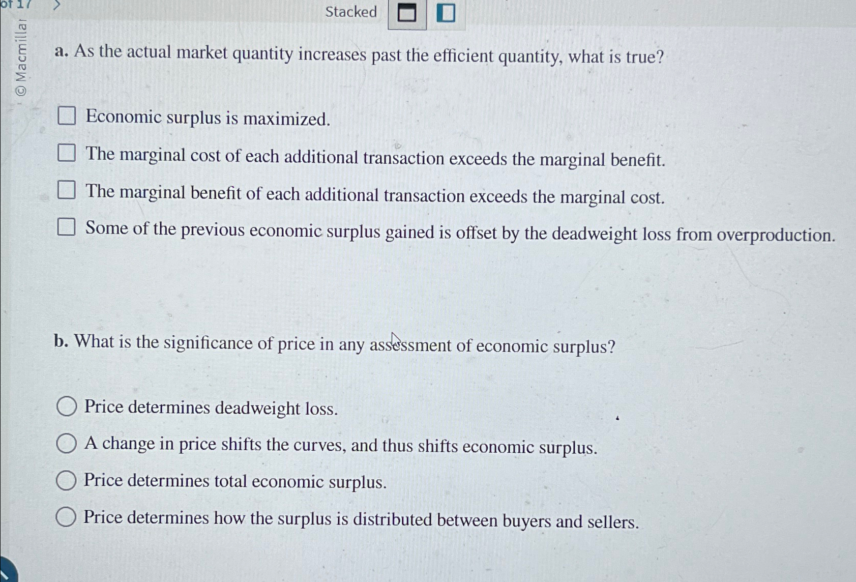 Solved Stackeda. ﻿As the actual market quantity increases | Chegg.com