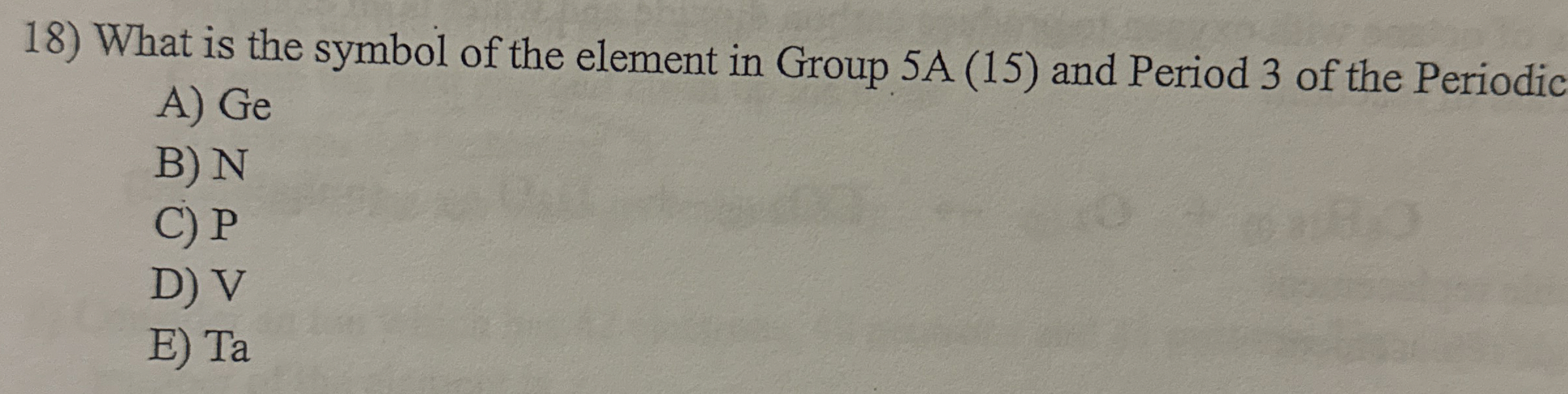 Solved What is the symbol of the element in Group 5A (15) | Chegg.com