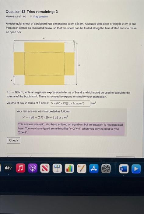Solved A rectangular sheet of cardboard has dimensions a | Chegg.com