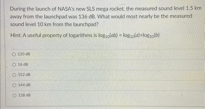 Solved During the launch of NASA's new SLS mega rocket, the | Chegg.com