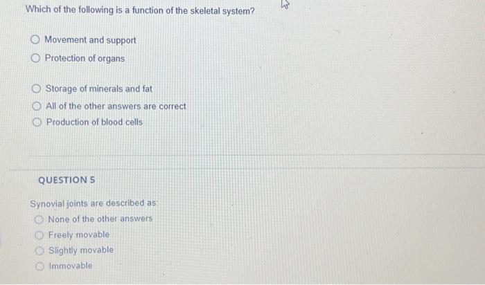Solved Which of the following is a function of the skeletal | Chegg.com