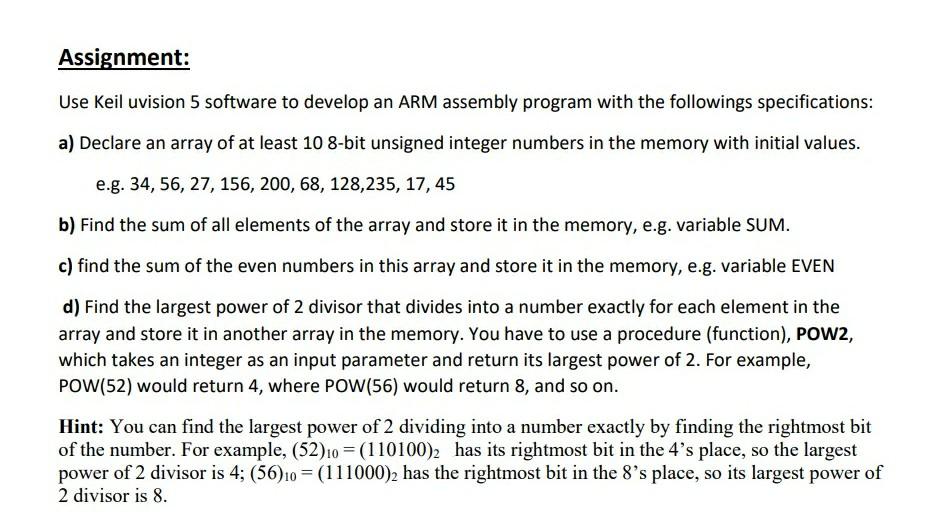 Solved Assignment: Use Keil uvision 5 software to develop an | Chegg.com
