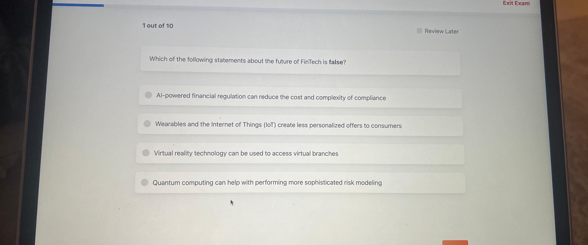 Solved Exit Exam1 ﻿out of 10Review LaterWhich of the | Chegg.com