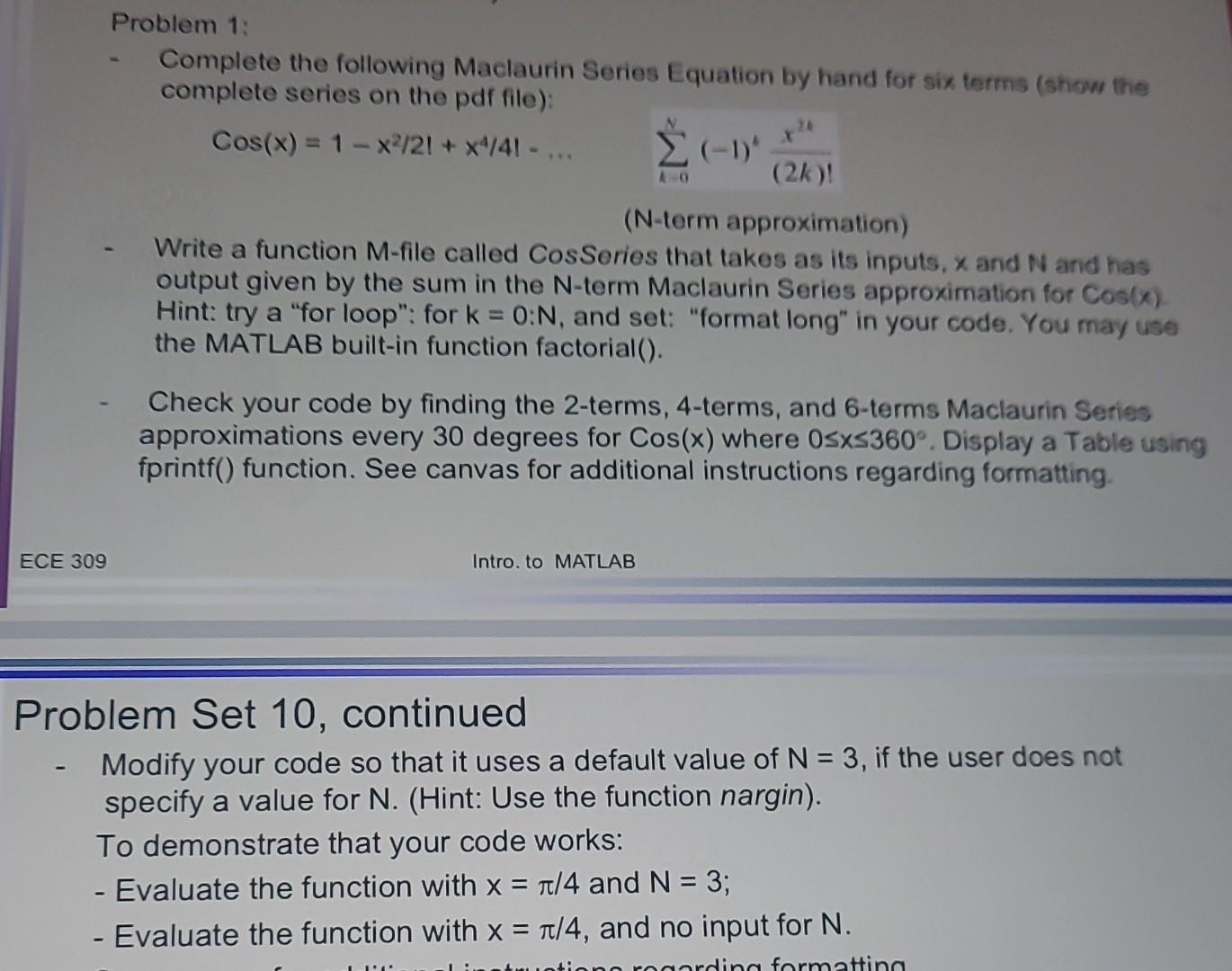 Solved Problem 1: - Complete the following Maclaurin Series | Chegg.com