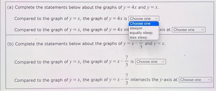 Solved (a) Complete the statements below about the graphs of | Chegg.com