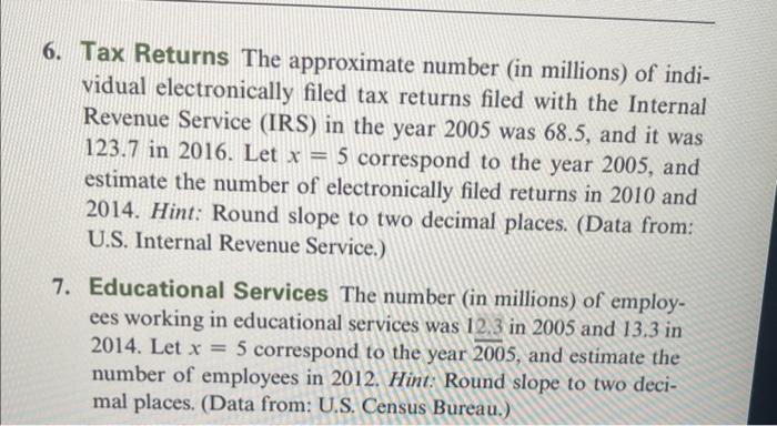 6. Tax Returns The approximate number (in millions) | Chegg.com