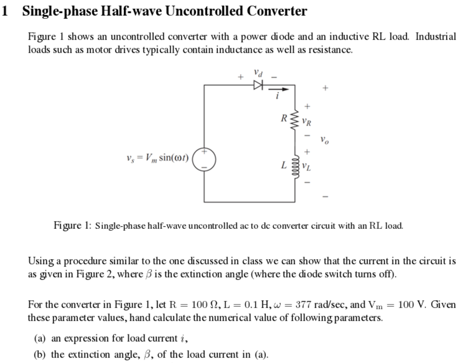 1 ﻿Single-phase Half-wave Uncontrolled | Chegg.com