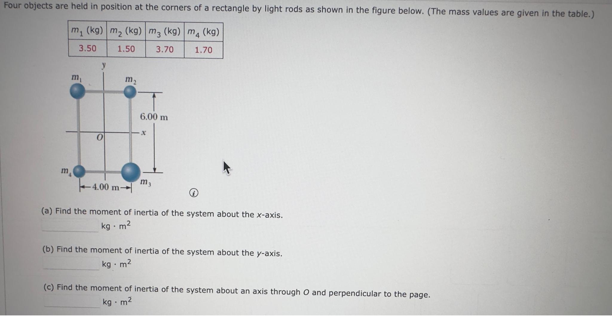 Solved Four objects are held in position at the corners of a | Chegg.com
