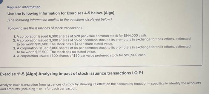 Solved Required information Use the following information | Chegg.com