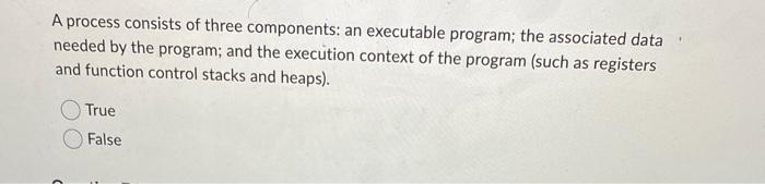 Solved A process consists of three components: an executable | Chegg.com