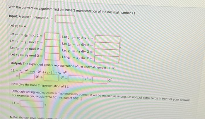Solved With the conversion algorithm find the base 2 | Chegg.com