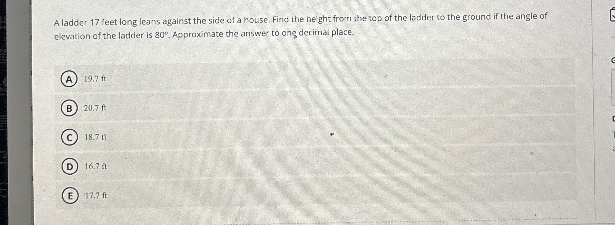 Solved A ladder 17 ﻿feet long leans against the side of a | Chegg.com