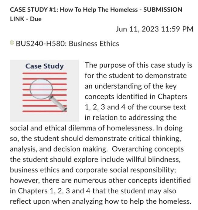 Solved The purpose of this case study is for the student to | Chegg.com