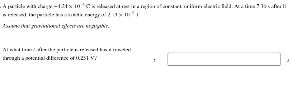Solved A particle with charge -4.24×10-6C ﻿is released at | Chegg.com