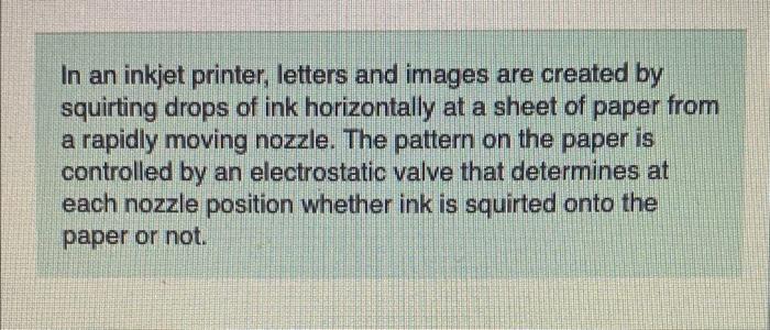 Solved In an inkjet printer, letters and images are created | Chegg.com
