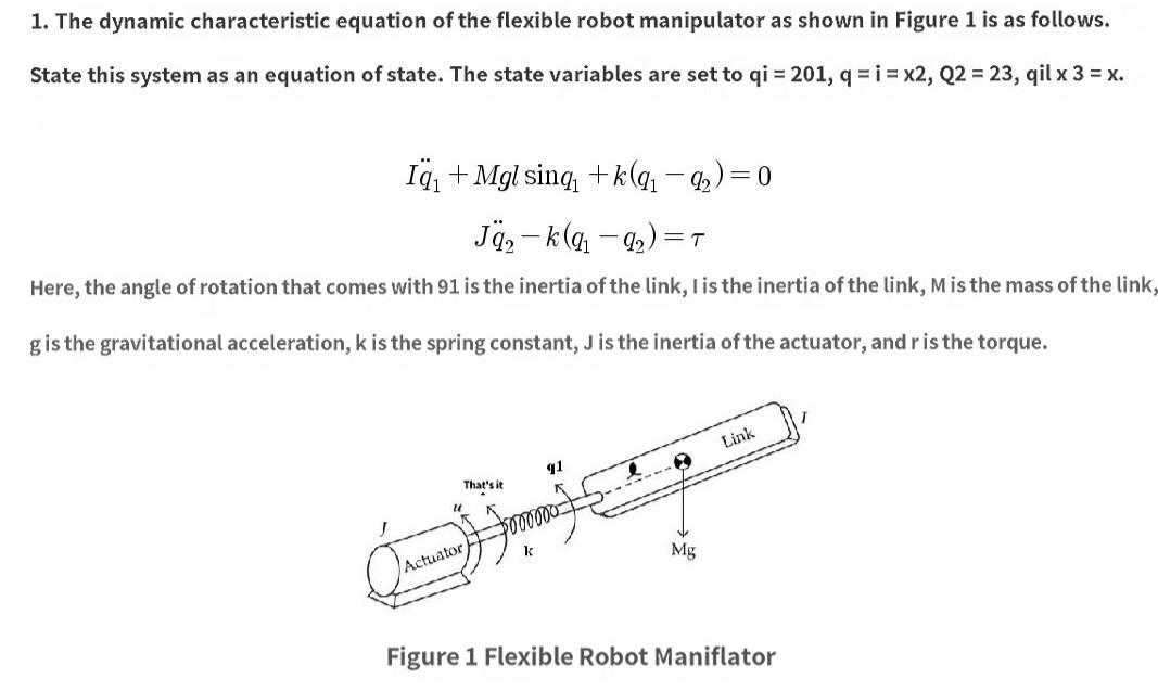 Solved 1. The dynamic characteristic equation of the | Chegg.com