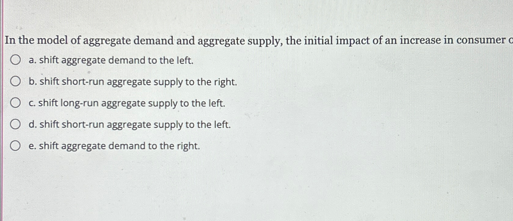 Solved In the model of aggregate demand and aggregate | Chegg.com