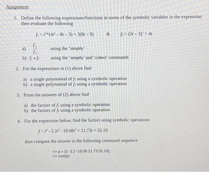 1. Define the following expressions/functions in | Chegg.com