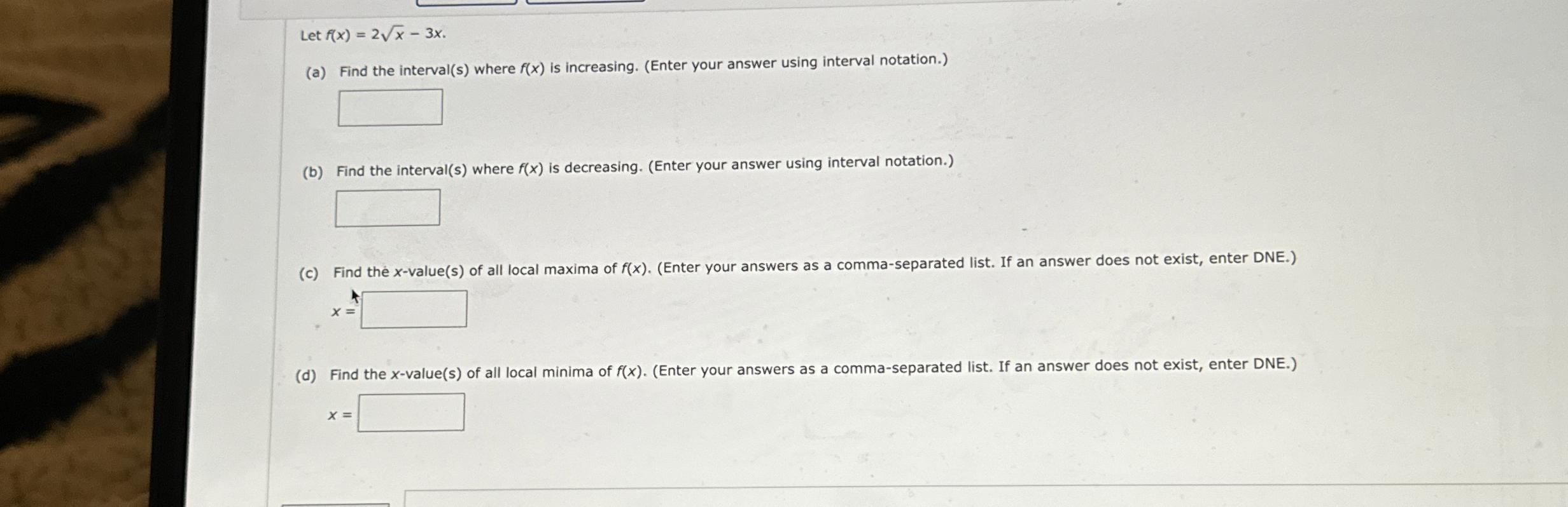 Solved Let f(x)=2x2-3x(a) ﻿Find the interval(s) ﻿where f(x) | Chegg.com
