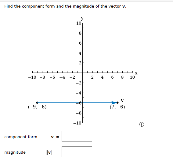 Solved Find the component form and the magnitude of the | Chegg.com