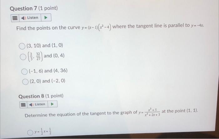 Solved Find the points on the curve y=(x−1)(x2−4) where the | Chegg.com