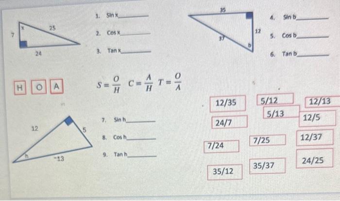 Solved 1. sinx2 4. sinb 2. cosx 5. cosb 3. Tanx 6. Tanb | Chegg.com
