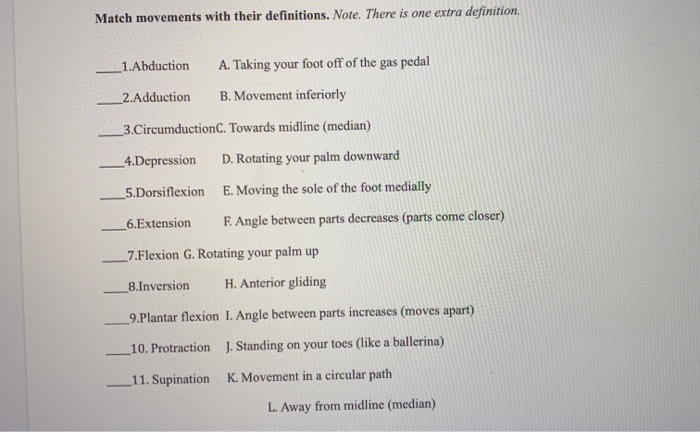 Solved Match movements with their definitions. Note. There | Chegg.com
