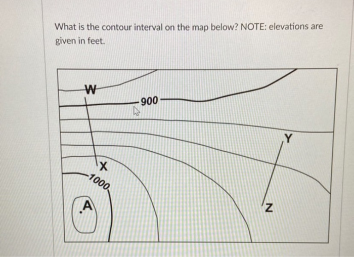 Solved What is the contour interval on the map below? NOTE: | Chegg.com