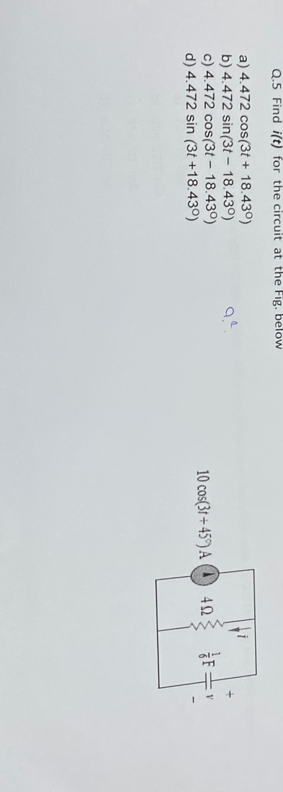 Solved Q. 5 ﻿Find i(t) ﻿for the circuit at the Fig. | Chegg.com