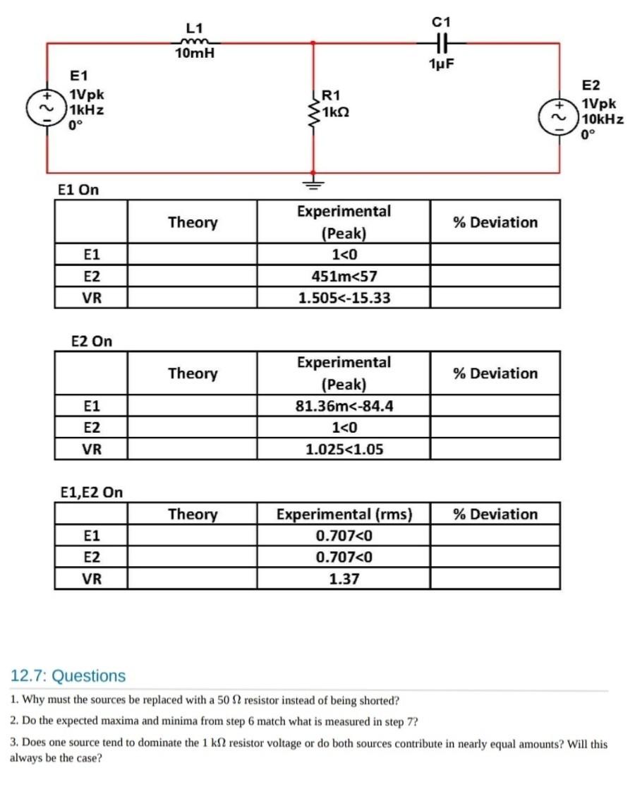 12: AC SUPERPOSITION THEOREM Objective This exercise | Chegg.com