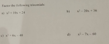 Factor the following | Chegg.com