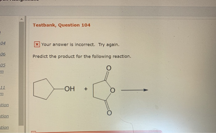 Solved Testbank, Question 104 x Your answer is incorrect. | Chegg.com Solved Testbank, Question 104 x Your answer is incorrect. | Chegg.com