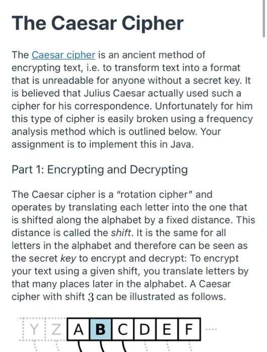 Solved The Caesar Cipher The Caesar cipher is an ancient | Chegg.com