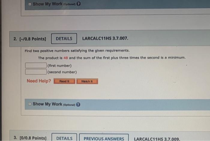 Solved Find two positive numbers satisfying the given | Chegg.com